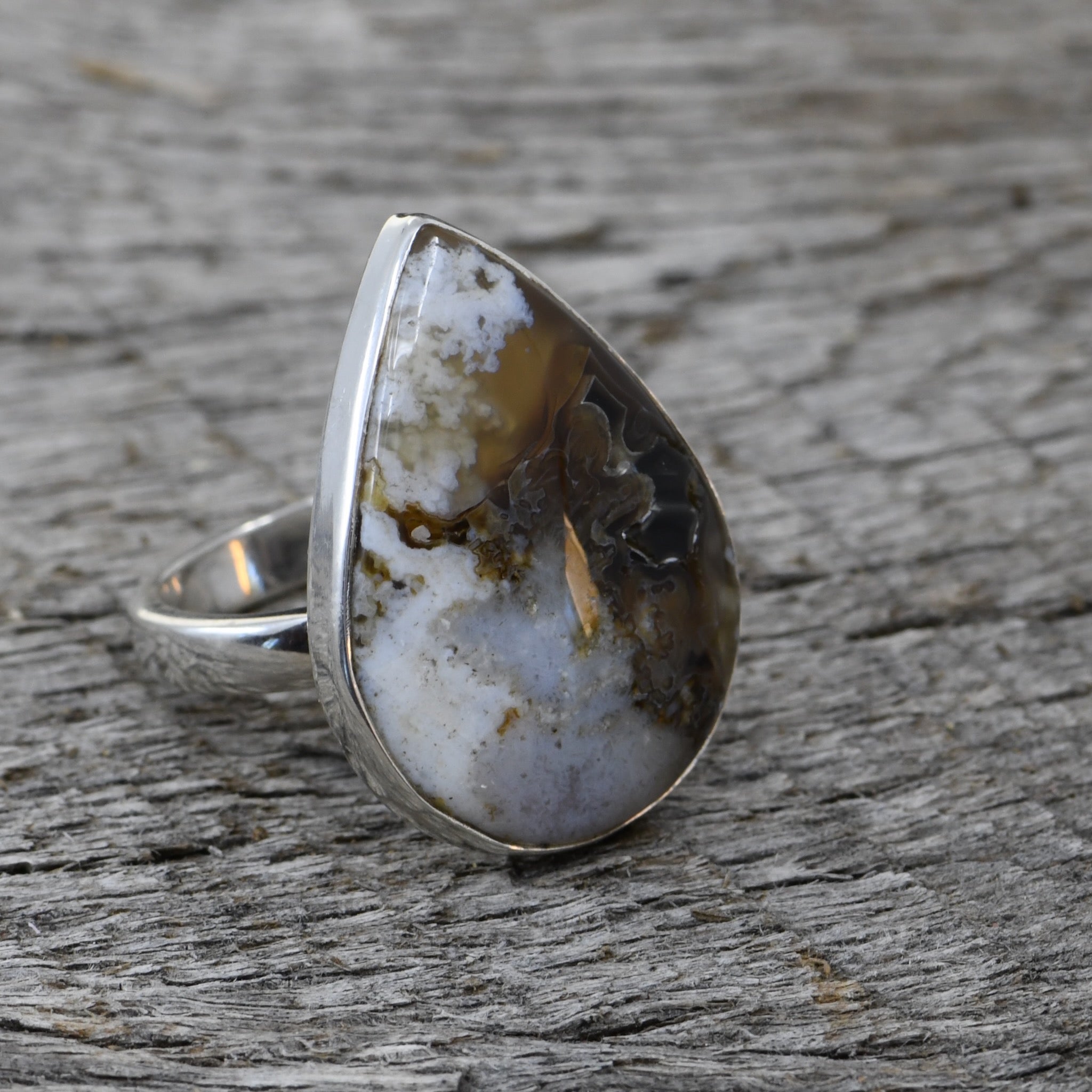 agate stone ring silver